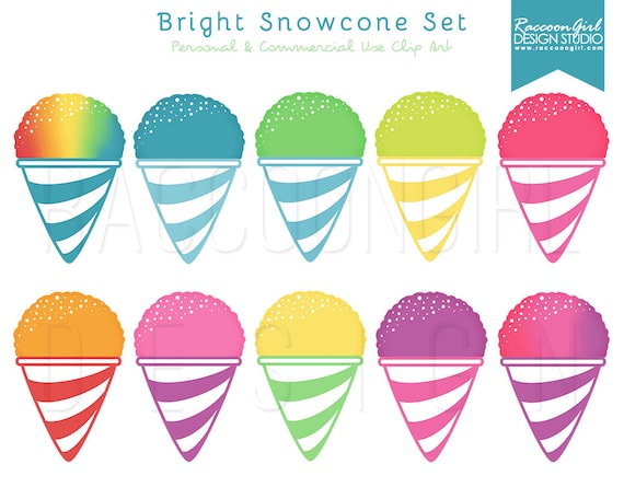 Bright Snowcone Clip Art Set Personal And Commercial Use Etsy