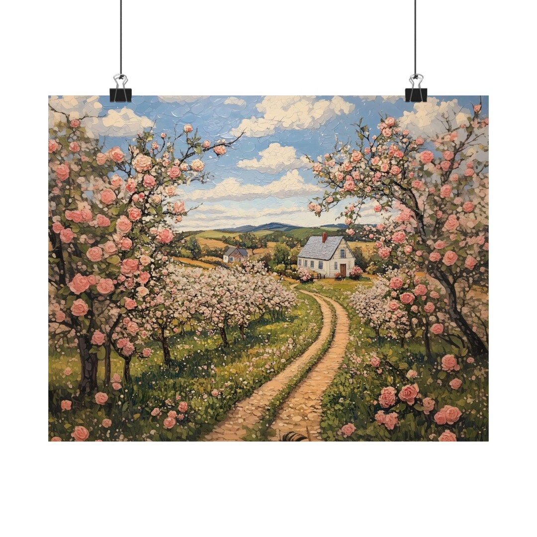 Spring Country Road Poster Print Landscape Modern Painting, Outdoor ...