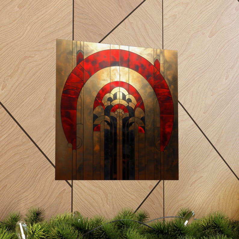 1920s Red and Gold Art Deco Sleek Poster Print | Bold Statement Vibrant ...