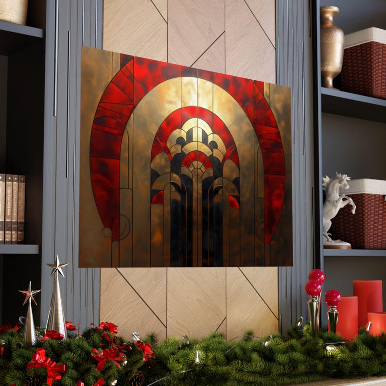 1920s Red and Gold Art Deco Sleek Poster Print | Bold Statement Vibrant ...