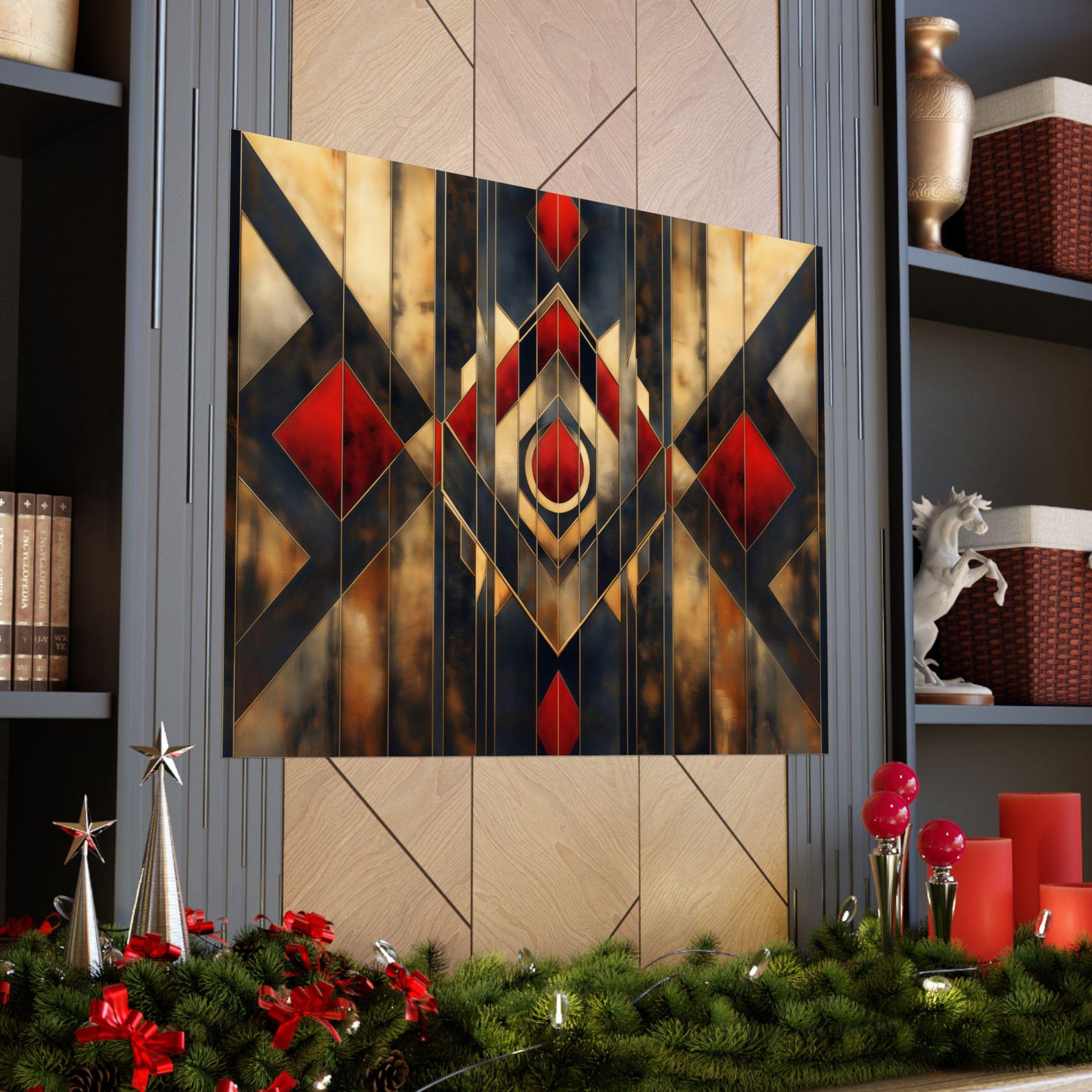 Red and Gold Art Deco 1920s Sleek Poster Print | Bold Statement Vibrant ...