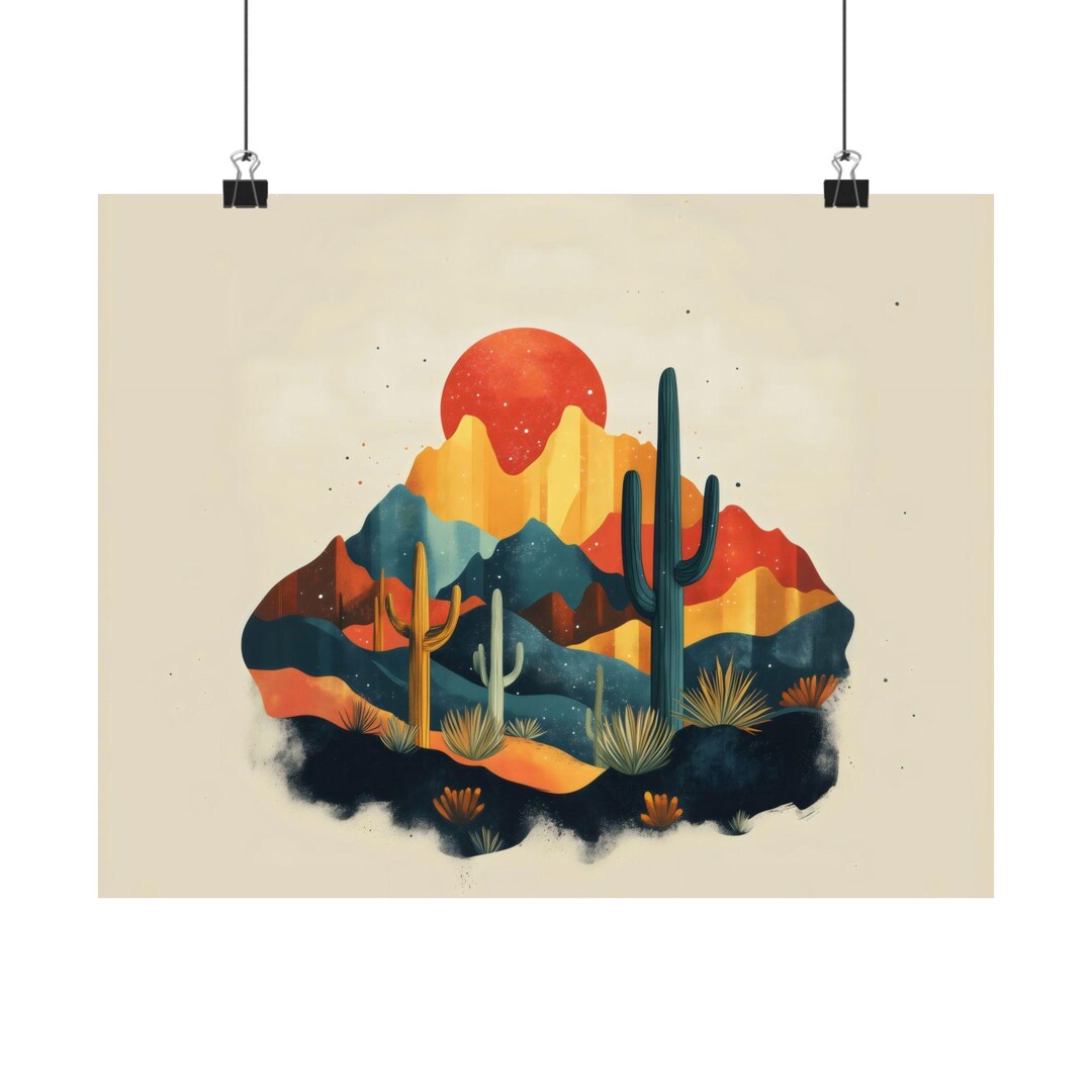 Arizona Deco Desert Poster Print Geometric Landscape Modern Painting ...