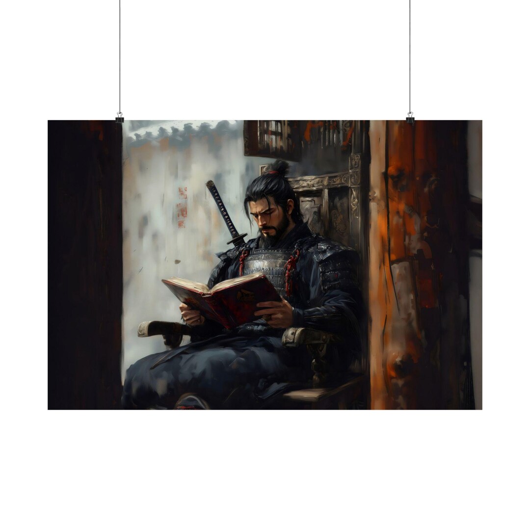 Reading Samurai Maximalist Eclectic Victorian Poster Print | Bold ...