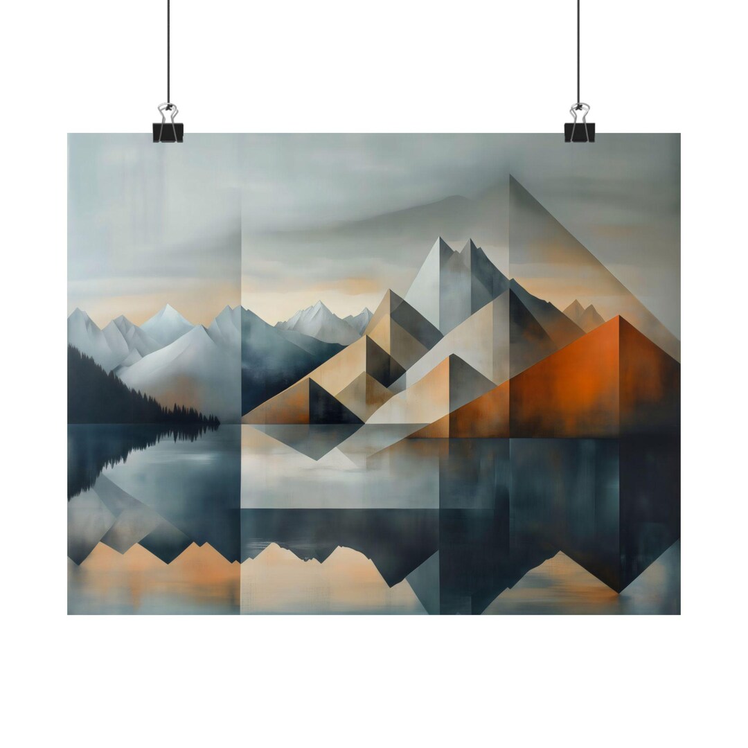 Geometric Cool Mountains Poster Print Landscape Modern Painting ...