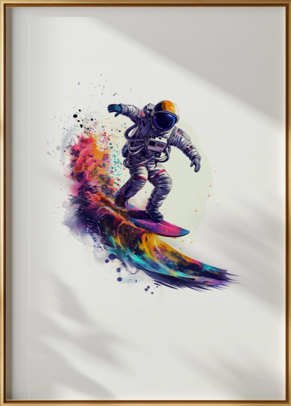 Surfing Astronaut Printable Watercolor Space Dripping Modern Painting ...