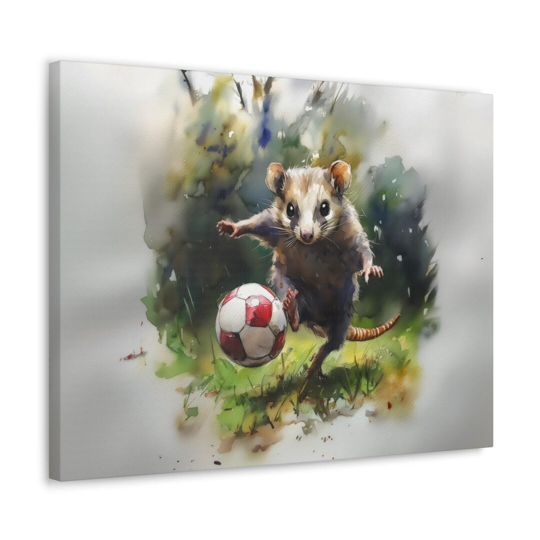 Soccer Possum Maximalist Eclectic Sports Canvas Print | Rugged ...