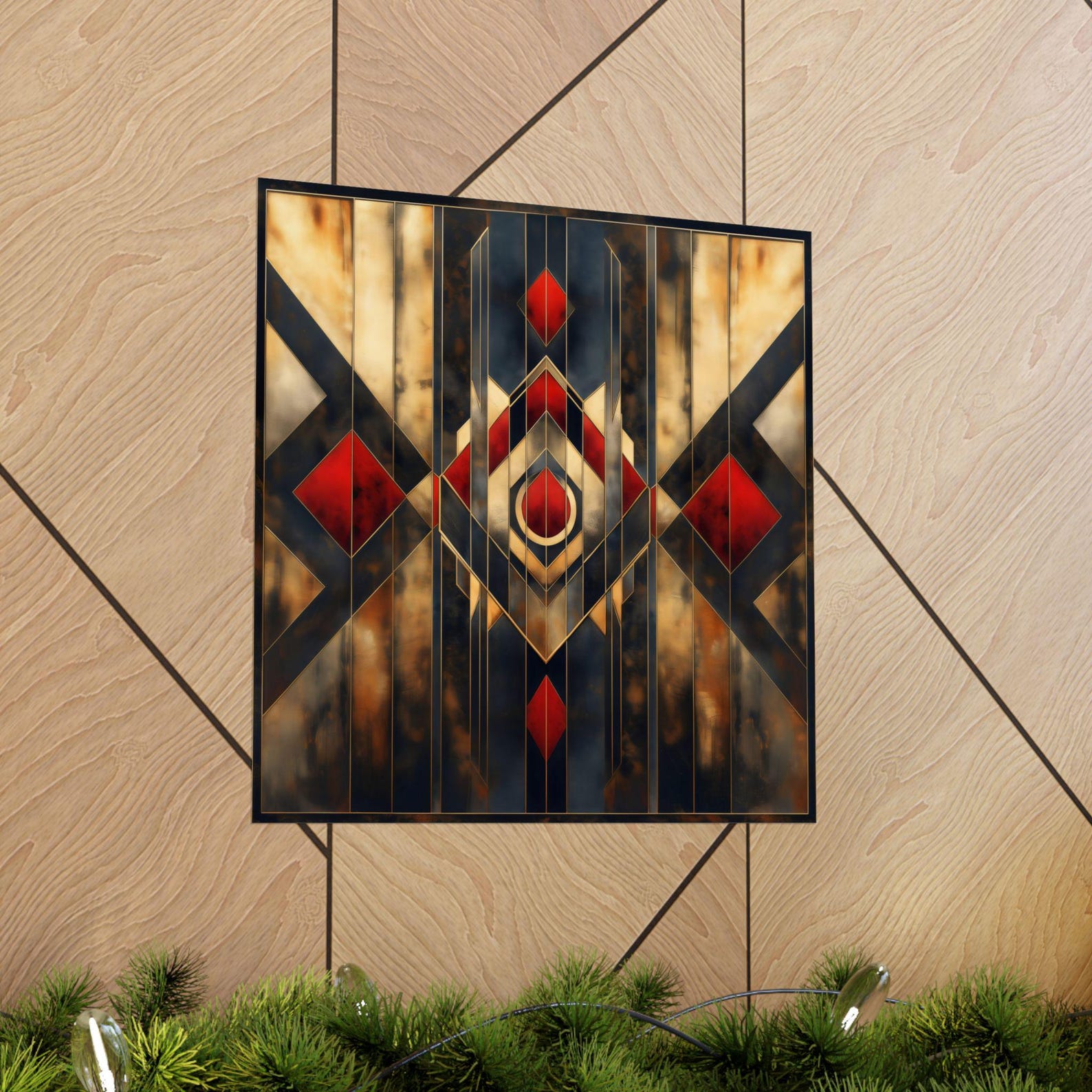 Red and Gold Art Deco 1920s Sleek Poster Print | Bold Statement Vibrant ...