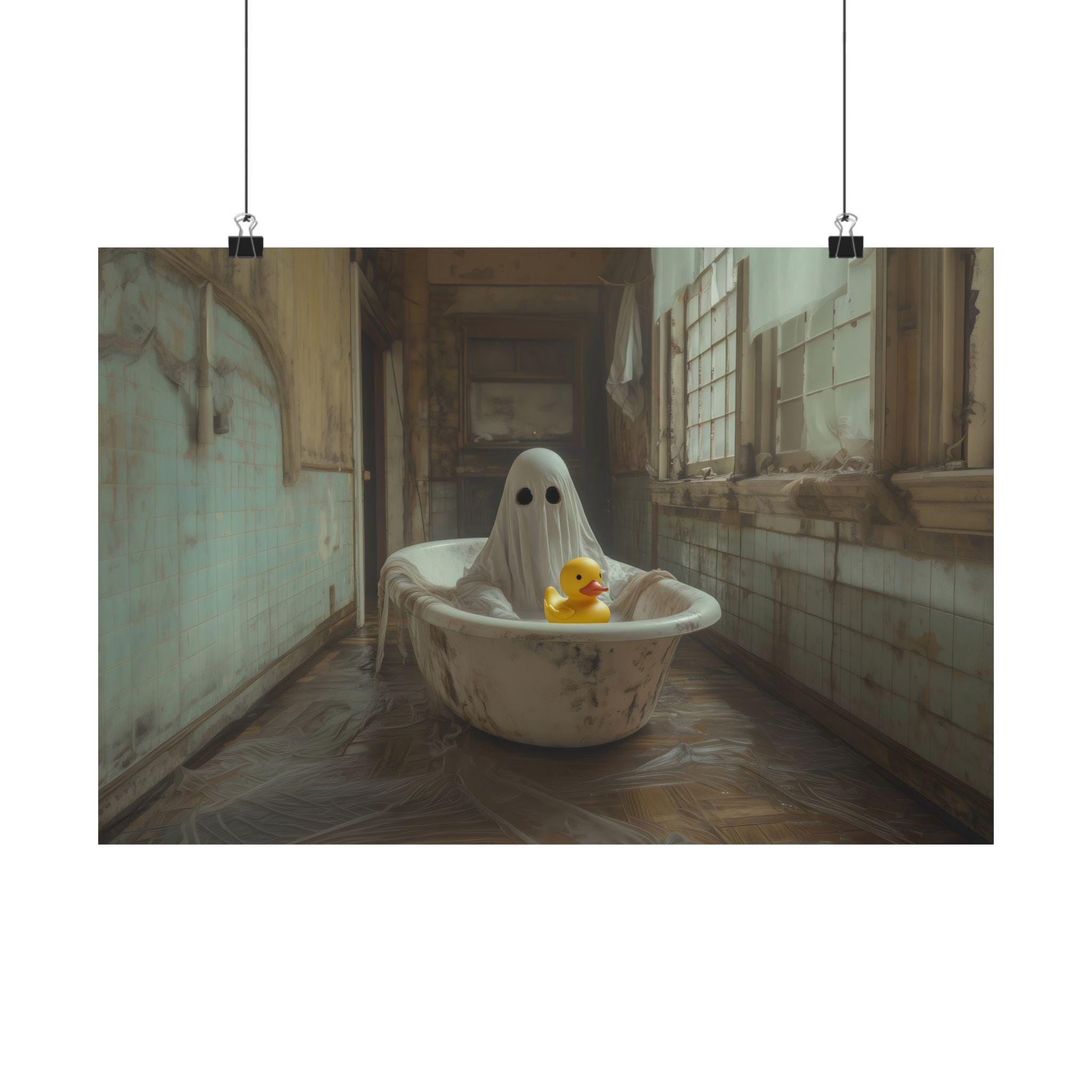 Ghost Bathtub Rubber Ducky Poster Painting Fall Modern Painting ...