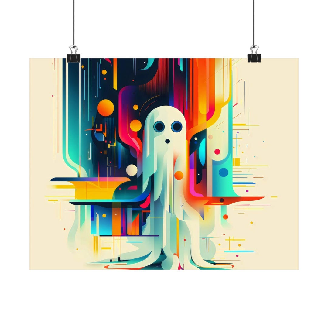 Geometric Ghost Poster Print Gothic Modern Painting, Halloween ...