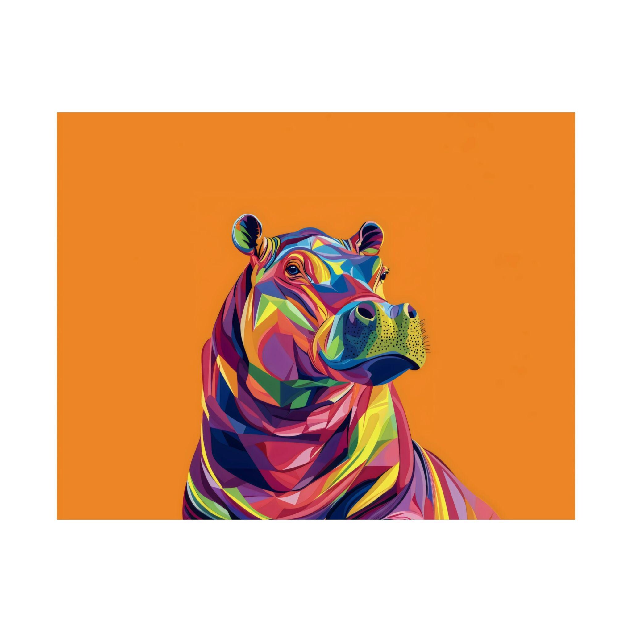 Hippo Geometric Poster Print Landscape Modern Painting, Bright Calm ...