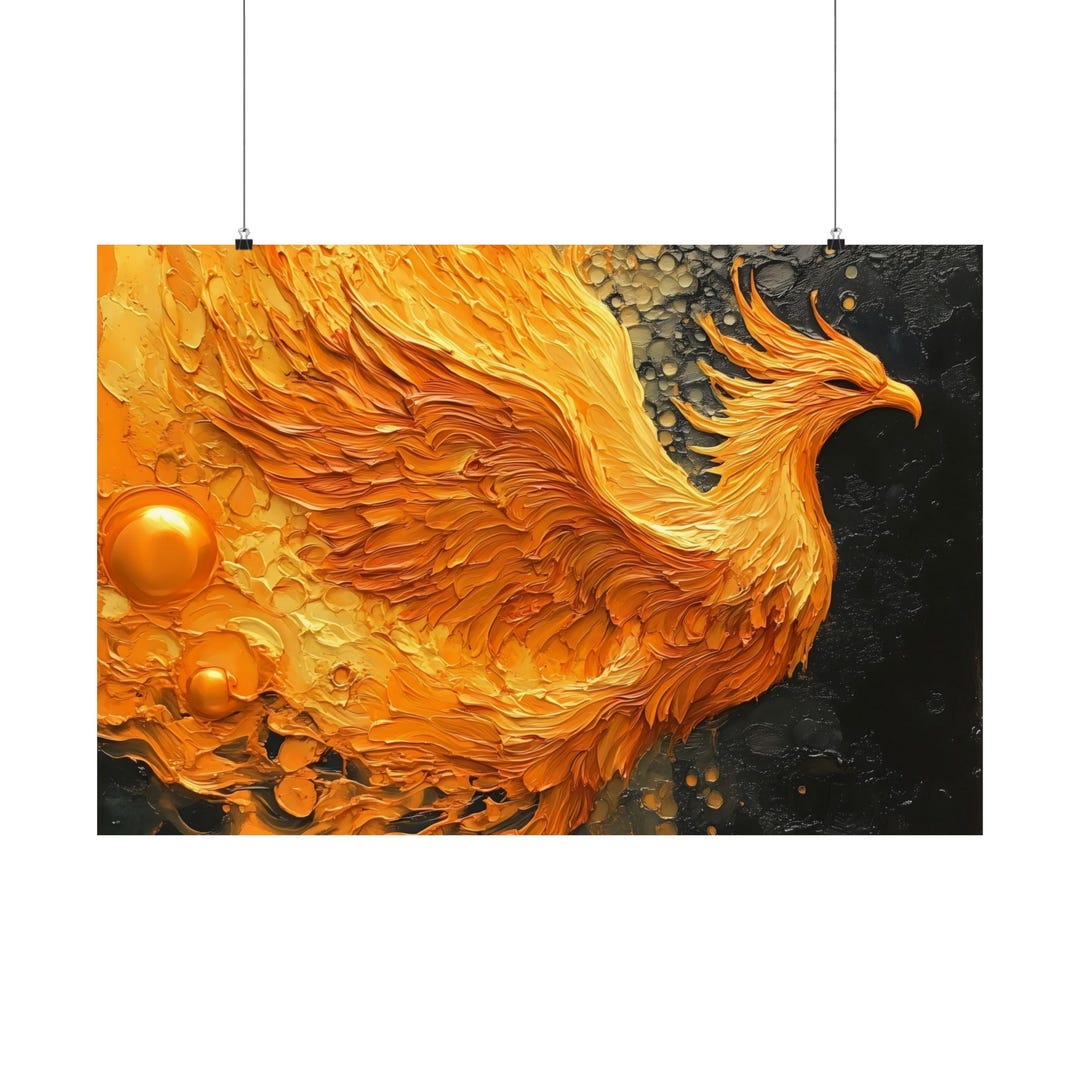 Phoenix Bubble Paint Poster Print Landscape Modern Painting, Fantasy ...