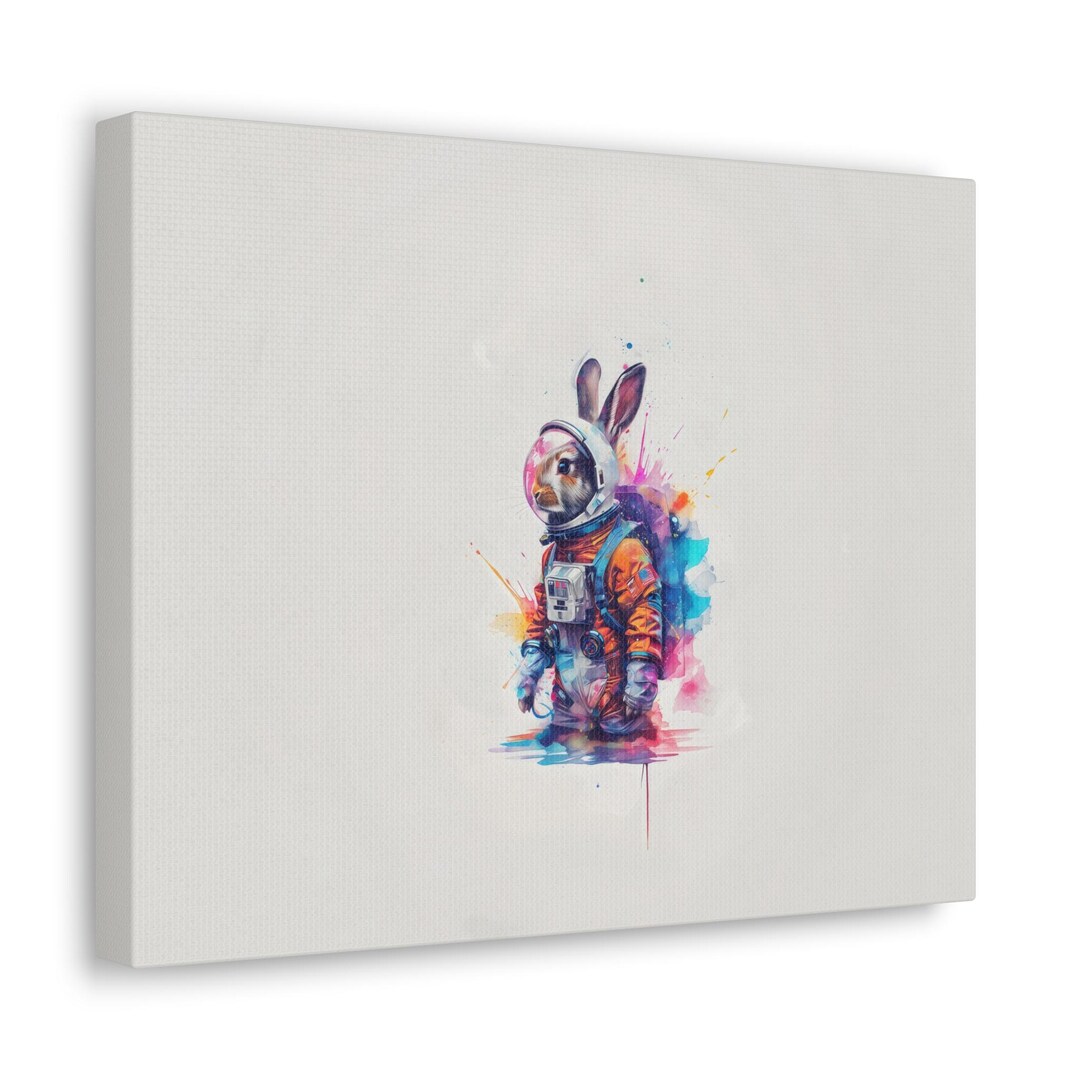Rabbit Astronaut Canvas Watercolor Space Dripping Modern Painting ...