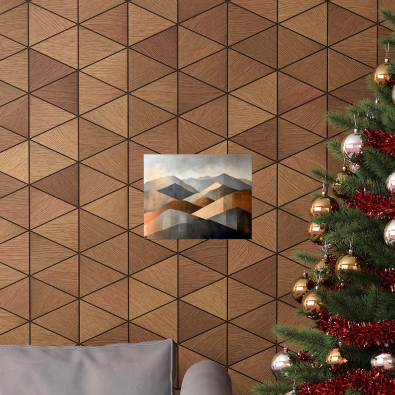 Geometric Mountains Poster Print Landscape Modern Painting, Outdoor ...