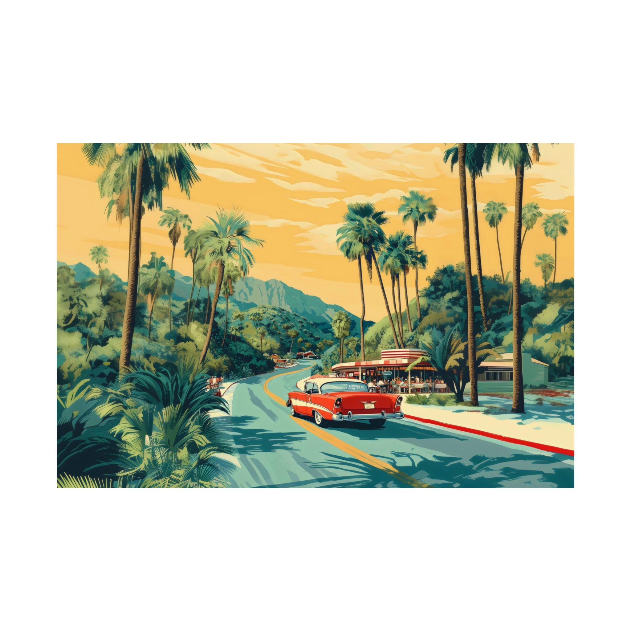 Vintage Road Trip Drive Poster Print Trees Landscape Modern Painting ...