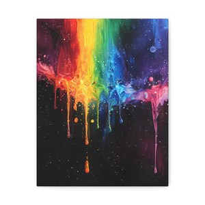 Galaxy Rainbow Canvas Watercolor Space Modern Painting, Astronaut ...