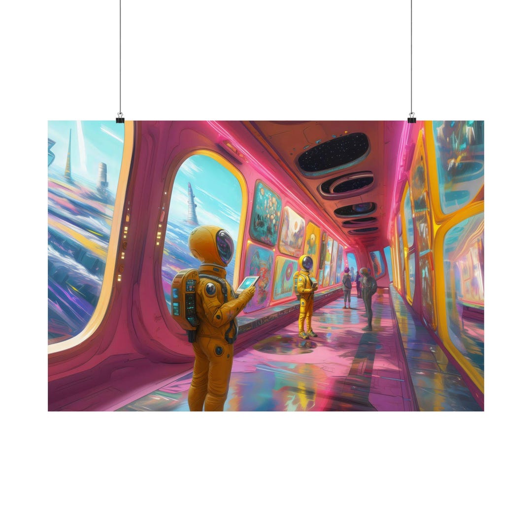 Intergalactic Art Gallery Poster Print Weird UFO Landscape Modern ...