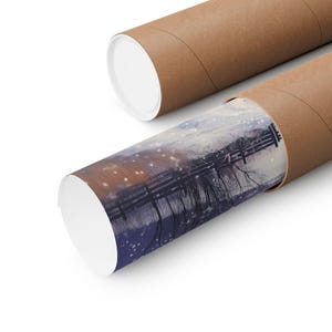 Farmhouse Snowfall Winter Poster Print Landscape Modern Painting ...