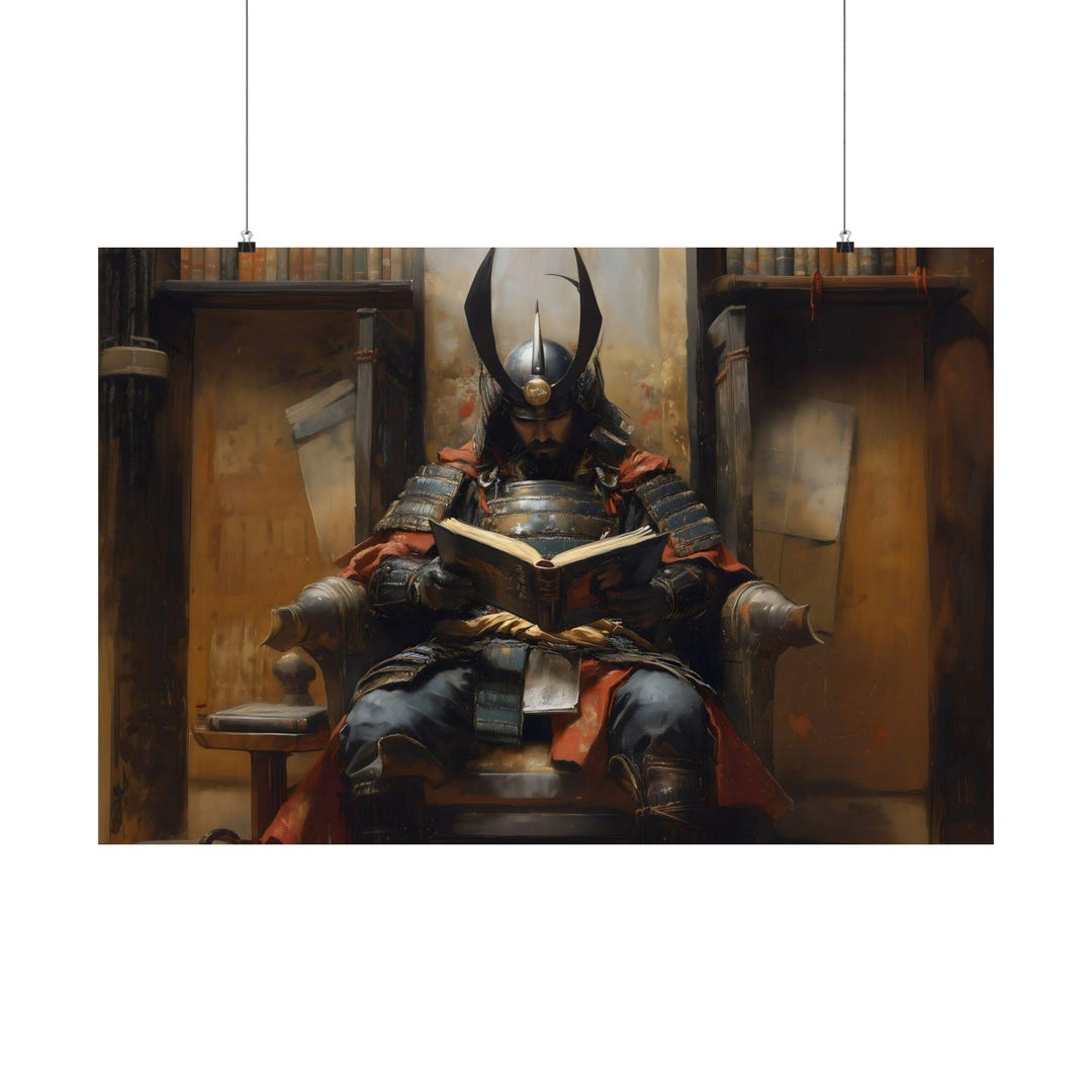 Maximalist Samurai Reading Eclectic Victorian Poster Print | Bold ...