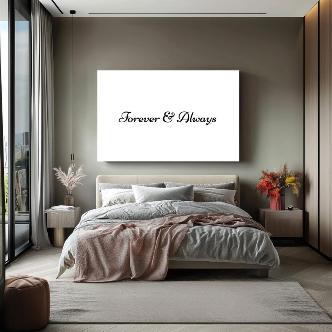 Forever & Always Minimalist Eclectic White Canvas Print | Luxury Sleek ...