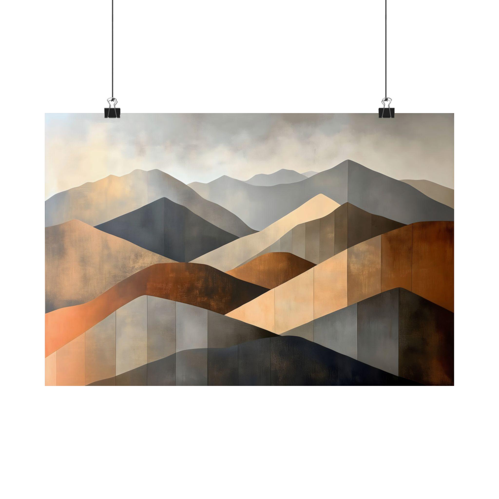 Geometric Mountains Poster Print Landscape Modern Painting, Outdoor ...