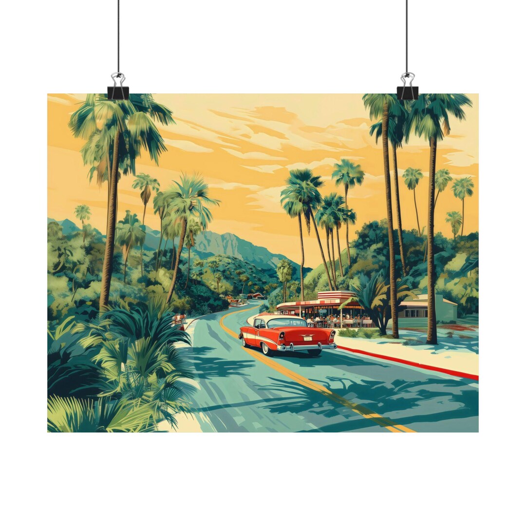 Vintage Road Trip Drive Poster Print Trees Landscape Modern Painting ...