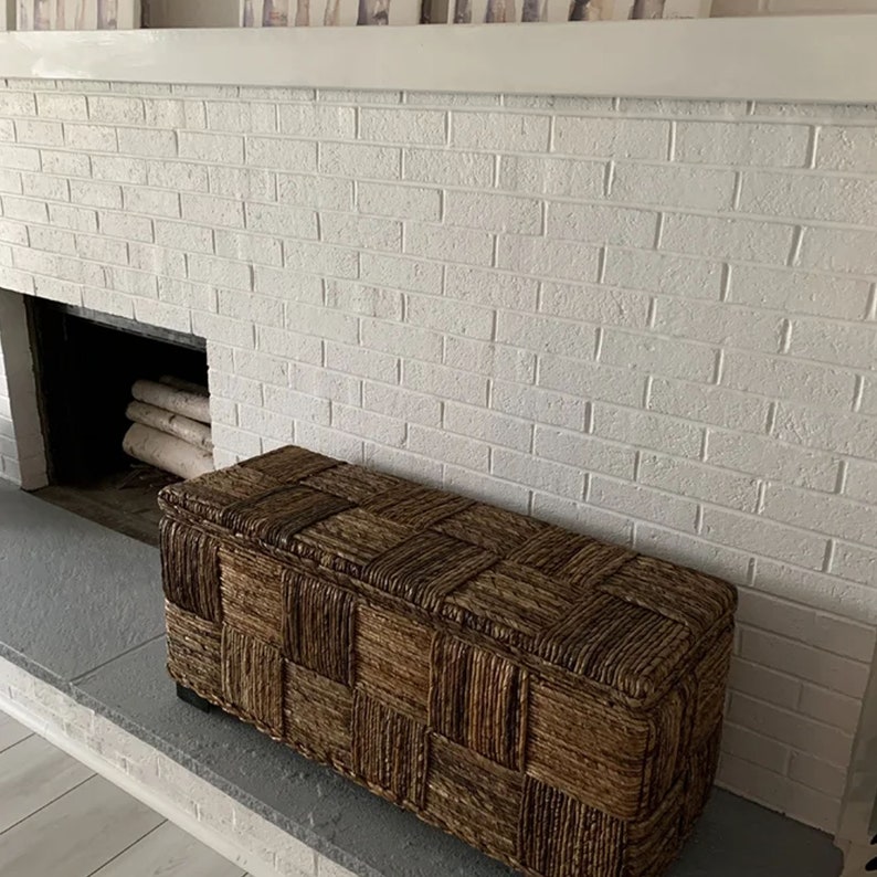 Castiel Wicker Storage Bench Entryway Bench Shoe Storage Bench Bedroom ...