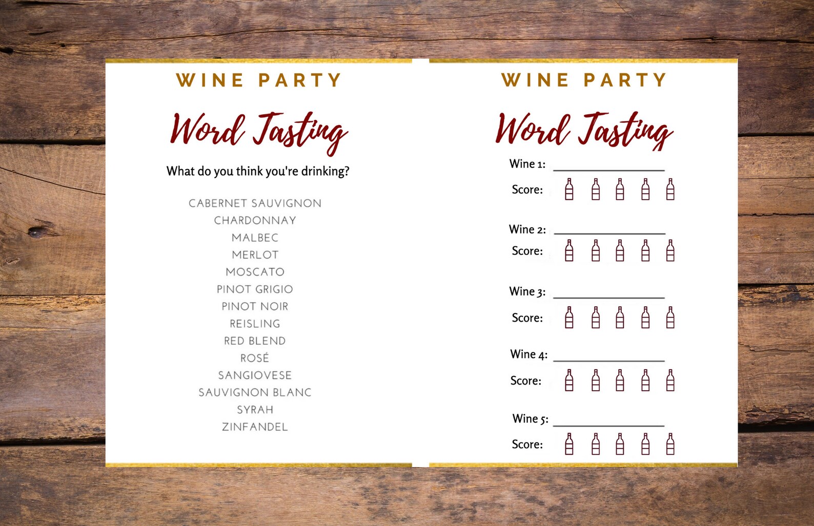 Wine Tasting Party Game Print at Home - Wine PARTY - INSTANT DOWNLOAD ...