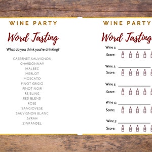 Wine Tasting Party Game Print at Home - Wine PARTY - INSTANT DOWNLOAD ...