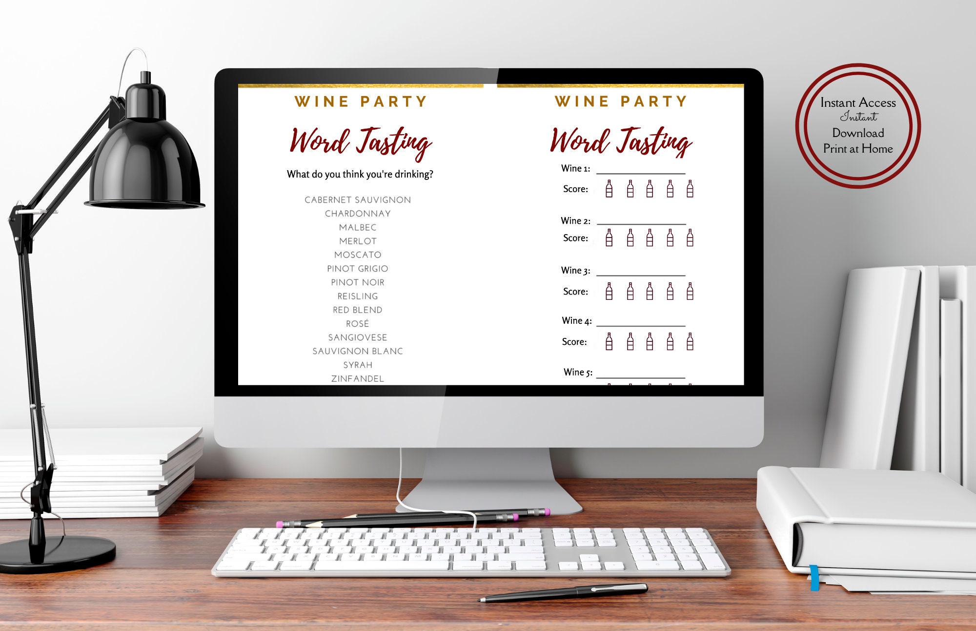 Wine Tasting Party Game Print at Home Wine PARTY INSTANT DOWNLOAD - Etsy