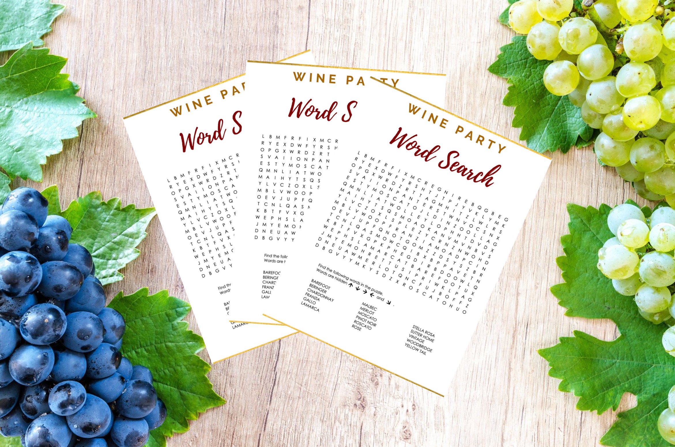 Wine Party Word Search Wine Edition Print at Home - INSTANT DOWNLOAD ...