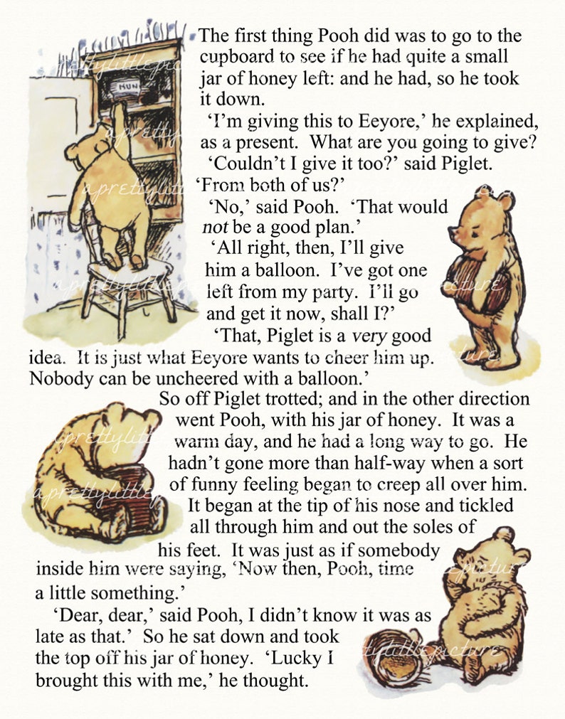 11 X 14 Classic Winnie the Pooh Story Page With Pooh and the | Etsy