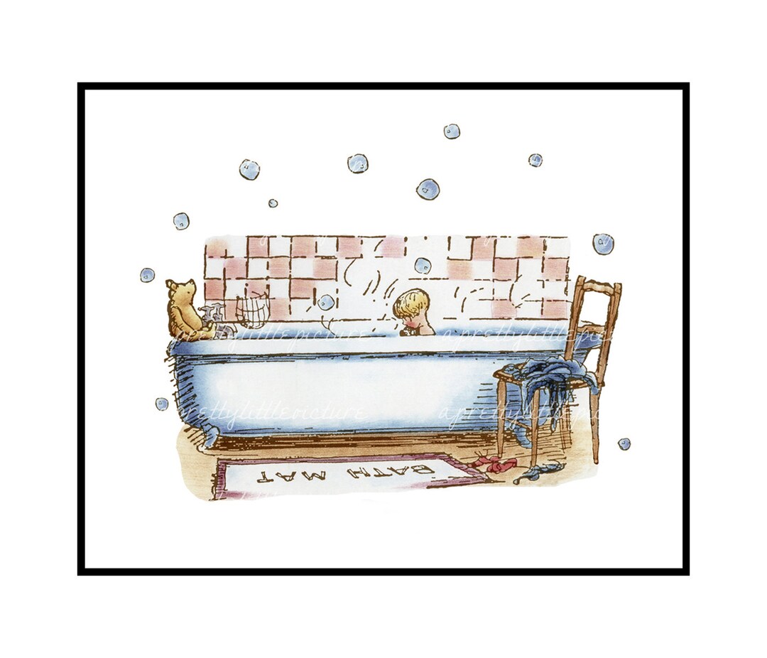 Winnie the Pooh Bathroom Wall Art. Classic Pooh Art Print. Classic Pooh ...