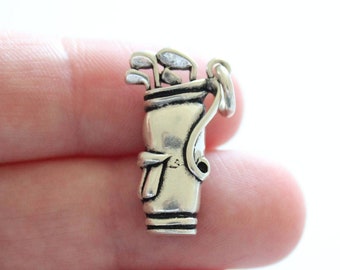 Sterling Silver Golf Bag Charm Golf Bag Pendant Silver Golf - Etsy