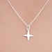 Sterling Silver Four Pointed Star Charm Necklace - Etsy
