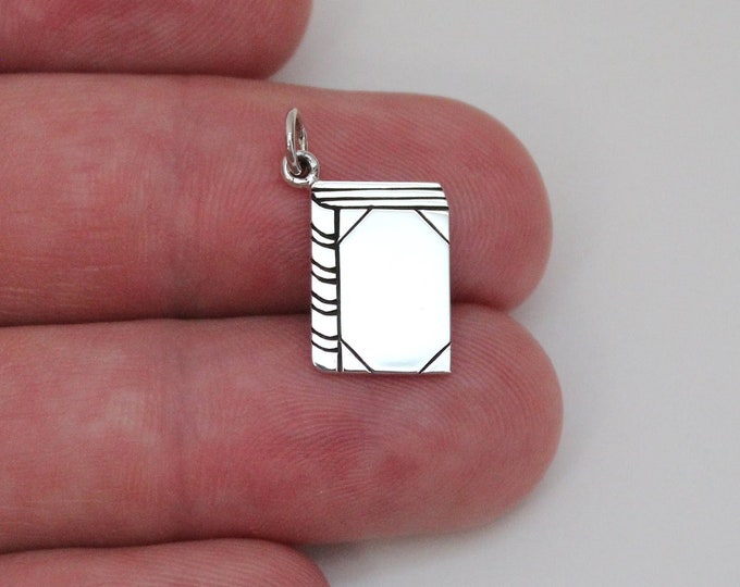 Sterling Silver Book Charm, Book Lover Charm, Gift for Bookworm ...