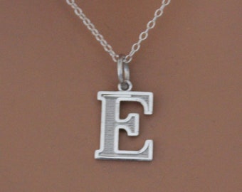 Sterling Silver E Initial Necklace | Etsy