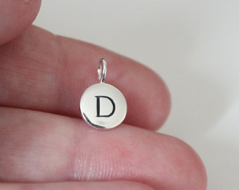 Sterling Silver Initial Letter D Charm - 925 Silver - Cute Dainty ...