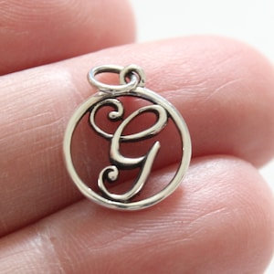 Sterling Silver Rustic Cursive Initial Charm Letter G Charm, Silver ...