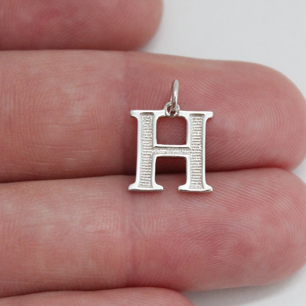Letter H Sterling Silver Pendant - Etsy
