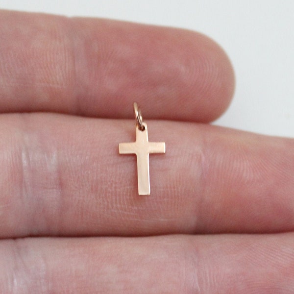 18k Rose Gold Cross Necklace - Etsy