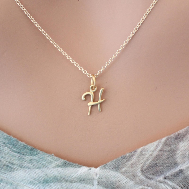 Gold H Necklace - Etsy