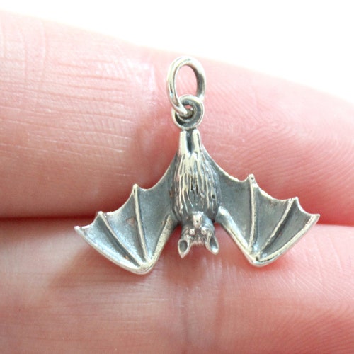 Sterling Silver Bat Charm Bat Pendant Realistic Bat Charm - Etsy