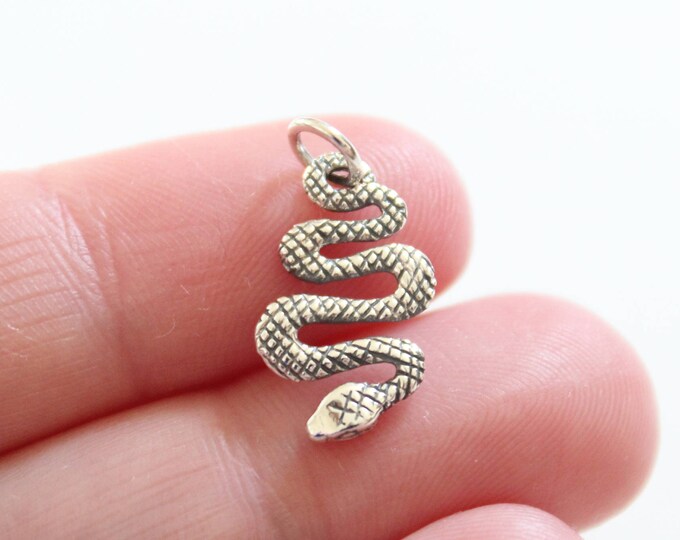 Sterling Silver Snake Charm, Snake Pendant, Silver Snake Pendant ...