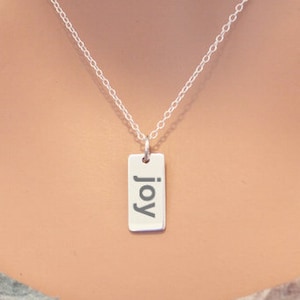 Sterling Silver Joy Charm Necklace - Choose Your Font, Joy Necklace ...
