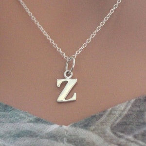 Sterling Silver Lowercase Z Initial Necklace: Typewriter Font - Etsy