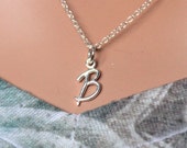 Sterling Silver Cursive B Initial Necklace B Letter Necklace | Etsy