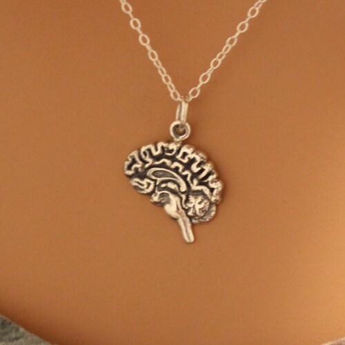 Brain Necklace Sterling Silver Anatomical Brain Pendant - Etsy