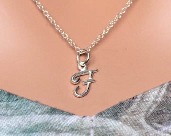 Sterling Silver Cursive L Initial Necklace, L Letter Necklace, Cursive ...
