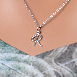 Sterling Silver Cursive R Initial Necklace - Etsy