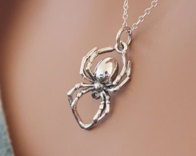 Sterling Silver Realistic Spider Pendant Necklace Spider - Etsy